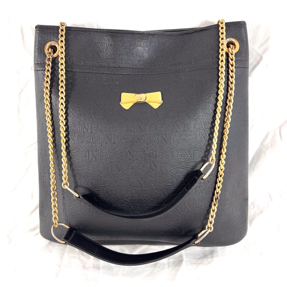 Nina Ricci | Bags | Nina Ricci Authentic Gold Chain Link Black Leather ...